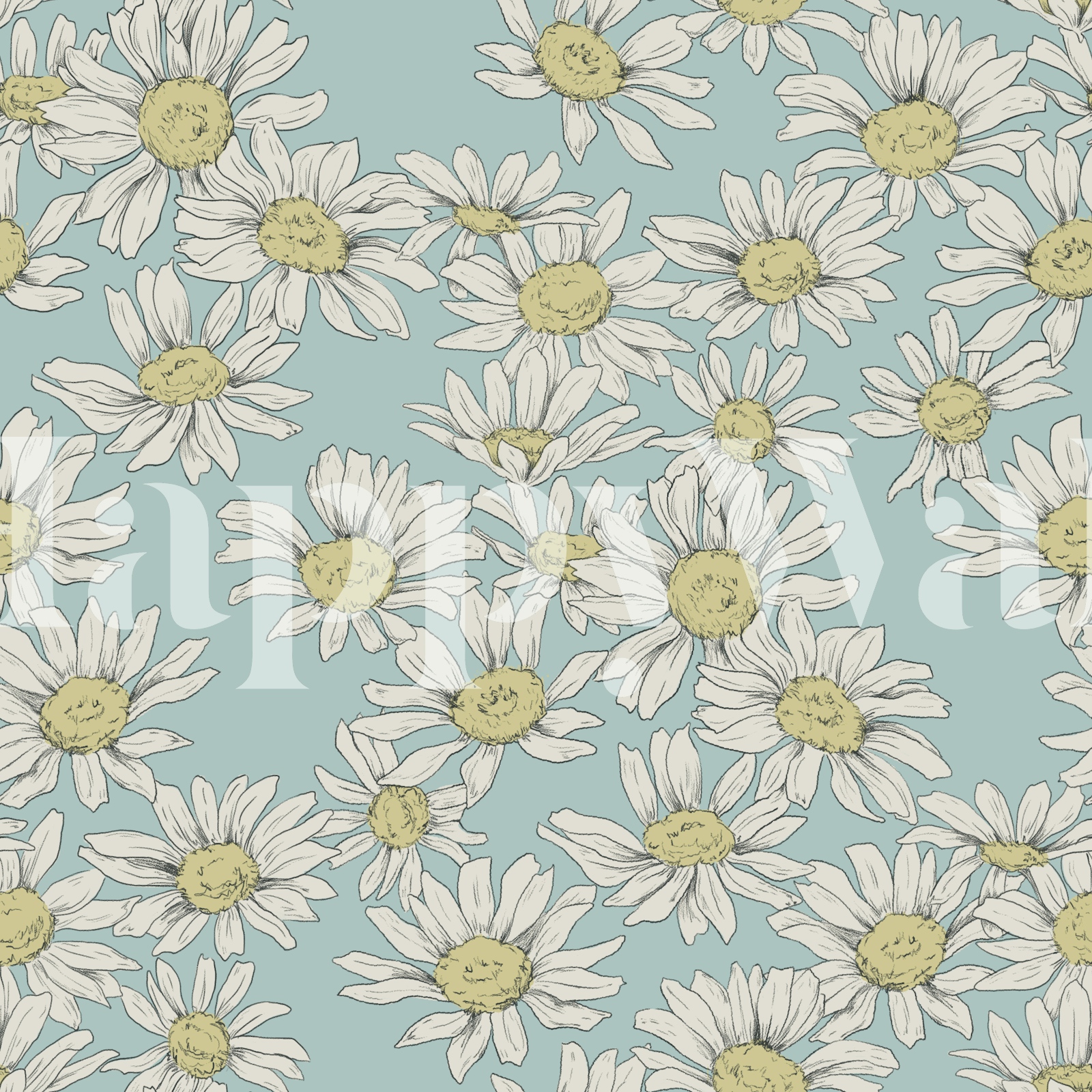 Dazzling Daisy Mint Wallpaper | happywall.com