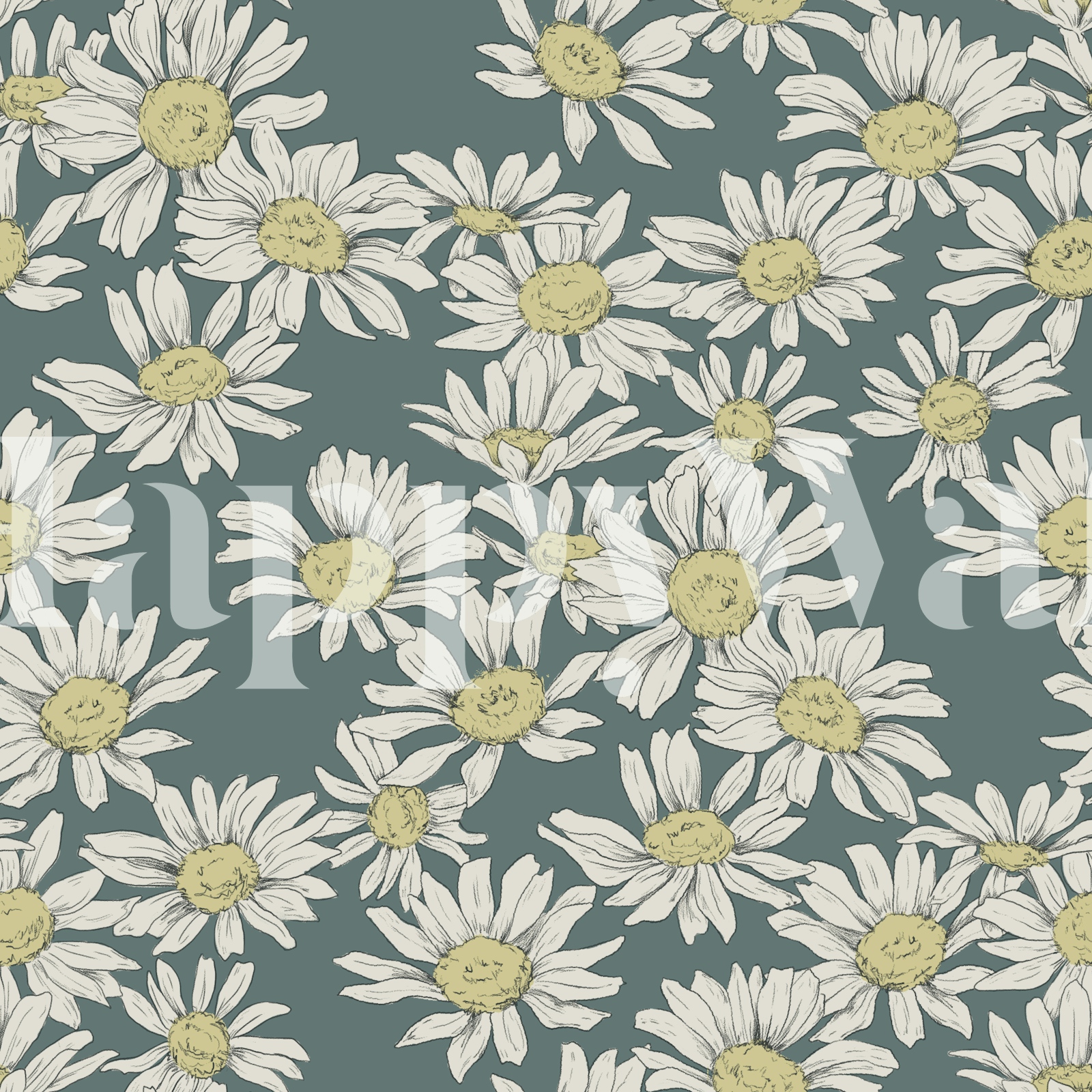 Dazzling Daisy Teal Wallpaper - Happywall