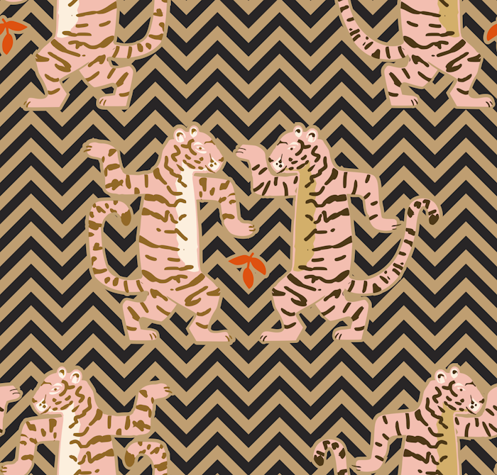 Dancing tiger Zig zag wallpaper | happywall.com