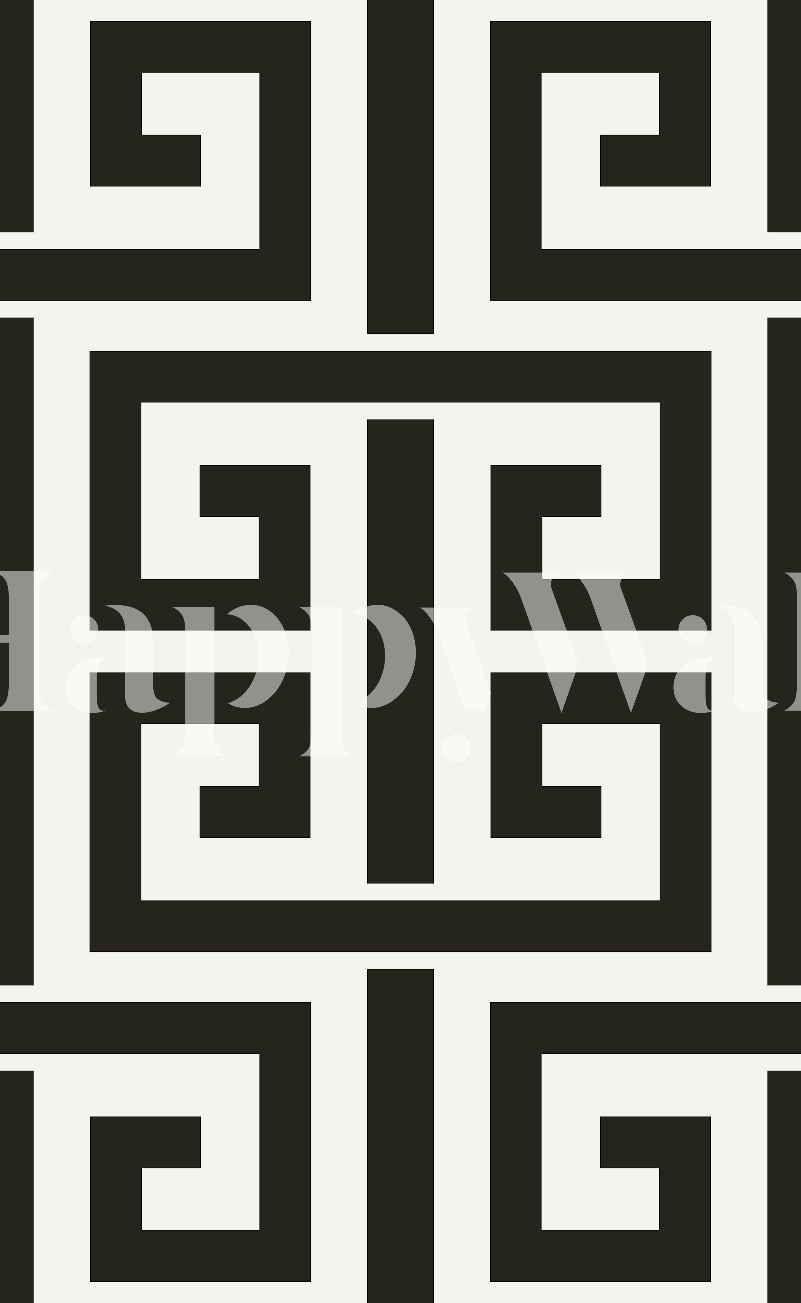 Black and Cream Greek Key Geometric Wallpaper