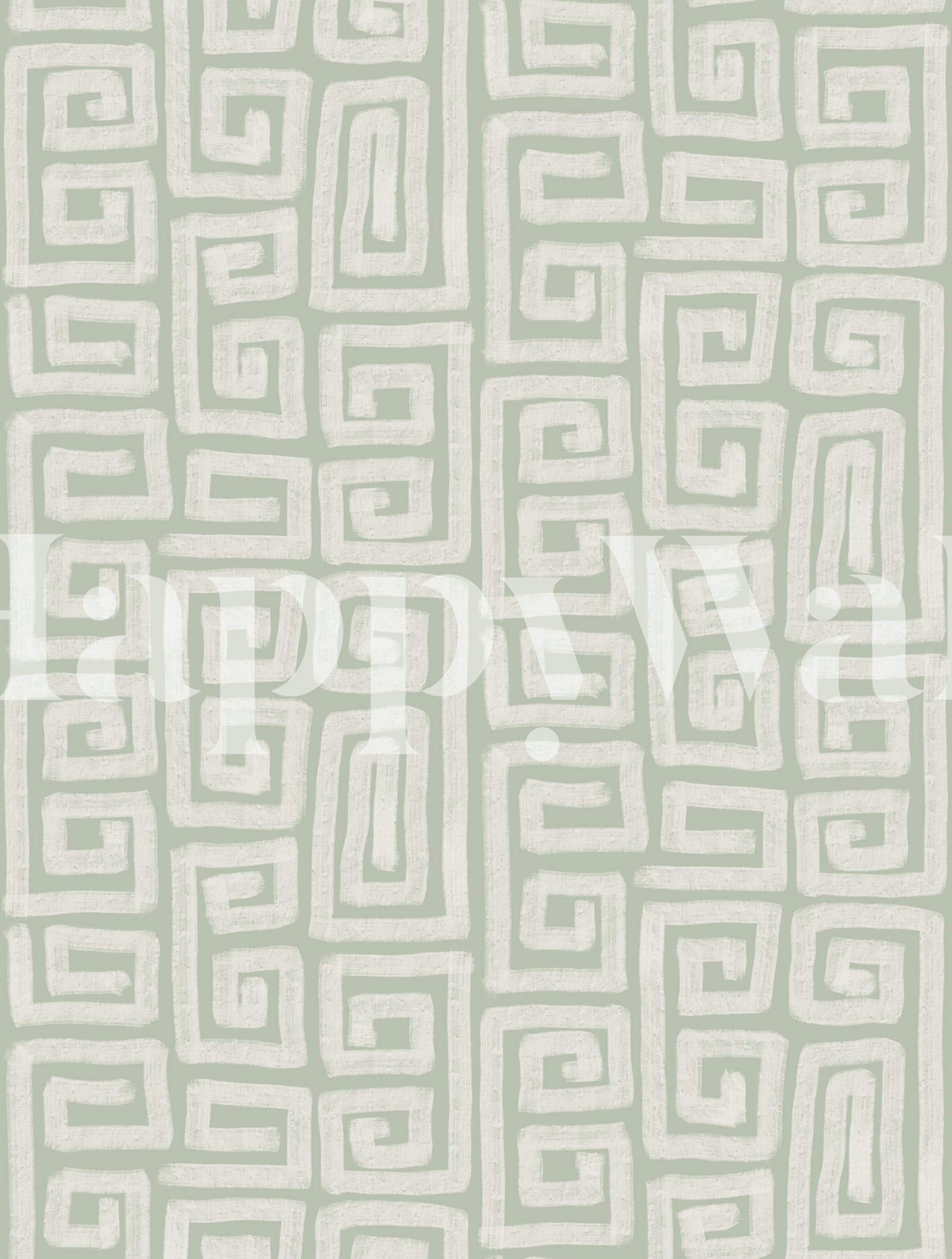 Sage Green Greek Key Pattern Wallpaper