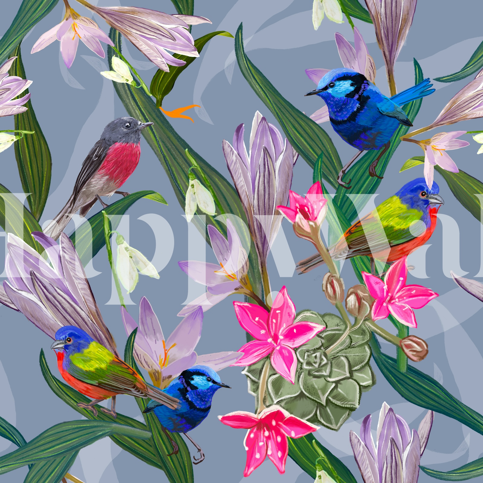 Lovely Birds Pattern Wallpaper - Happywall