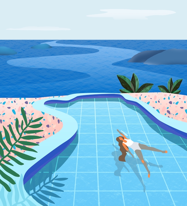 Girl in Pool Wallpaper - Happywall