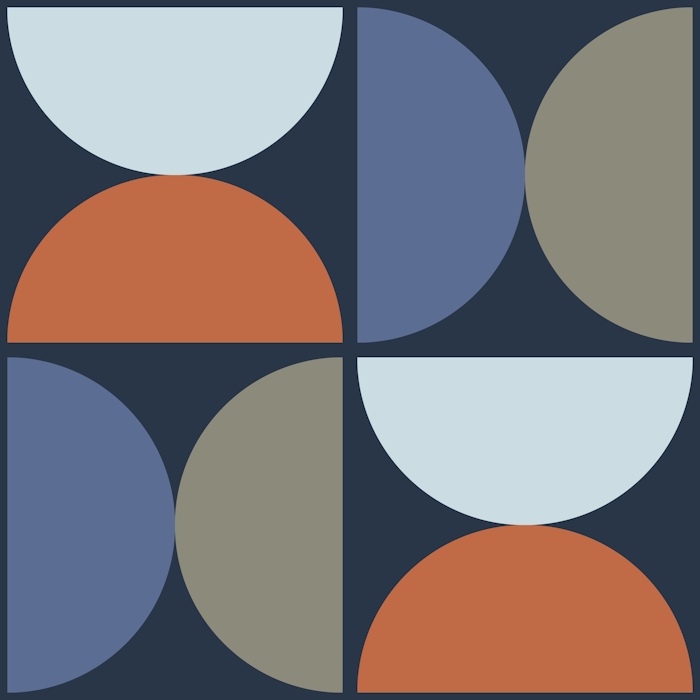 Blue Geometric Wallpaper with Semicircles