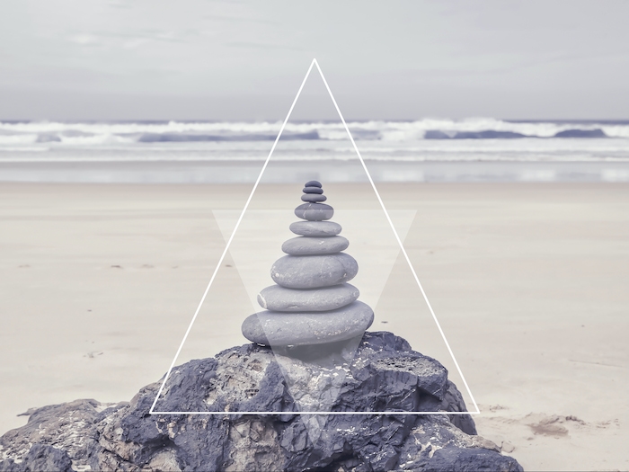 Geometric Nature Wallpaper with Stones and Ocean