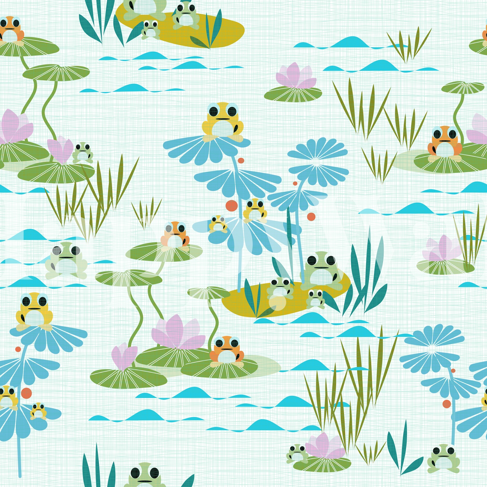 Cute Frog Pond Wallpaper for Kids Rooms
