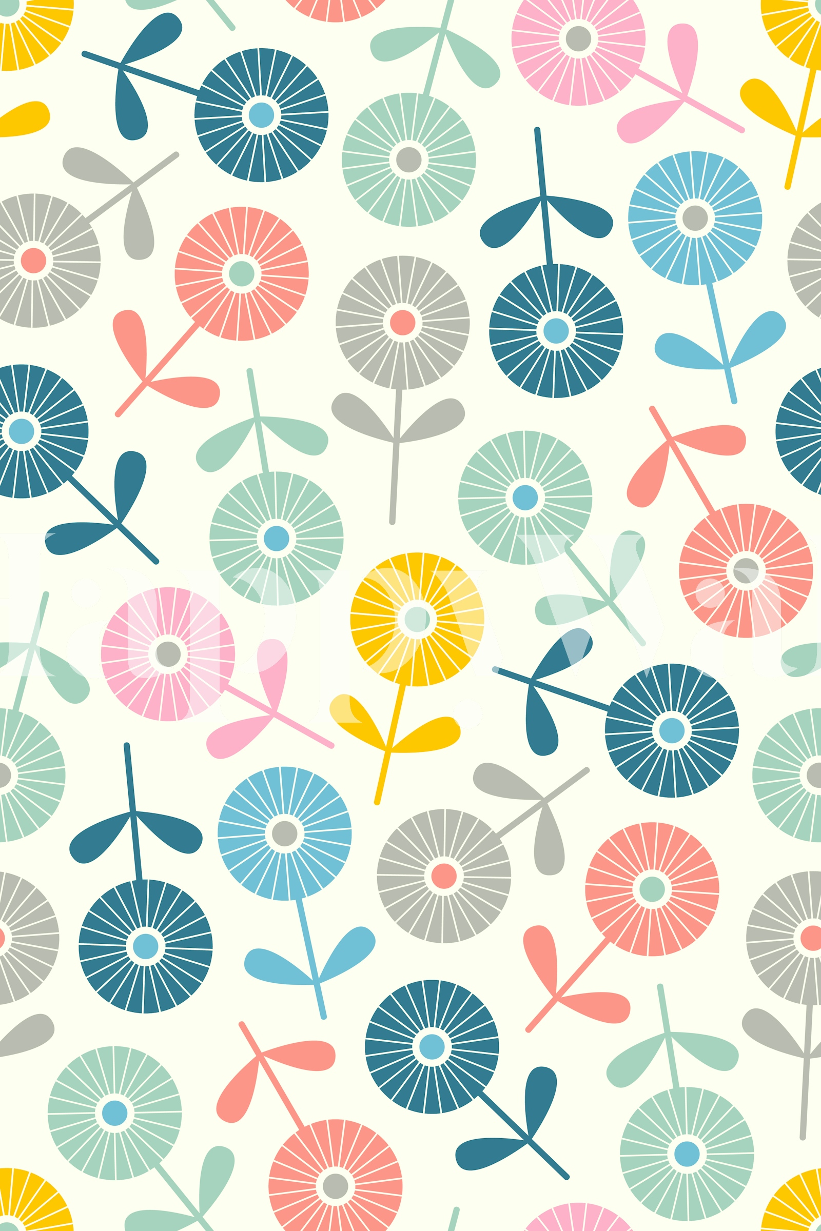Colorful Floral Wallpaper - Pastel Flower Print