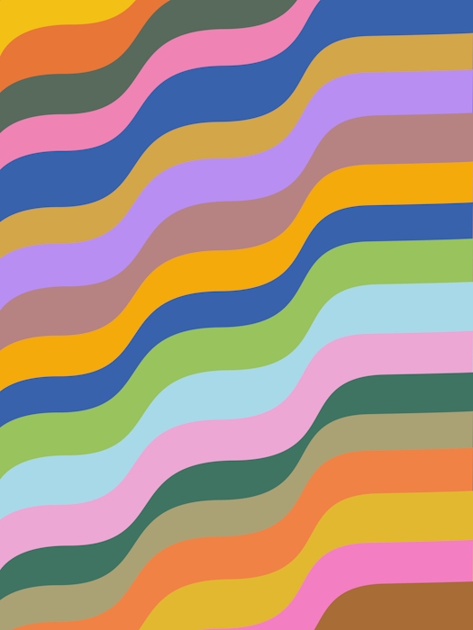 Colorful Wavy Striped Rainbow Wallpaper