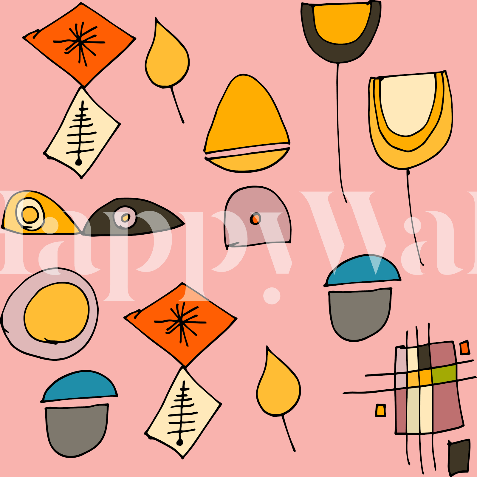 Retro Abstract Pink Wallpaper | Happywall