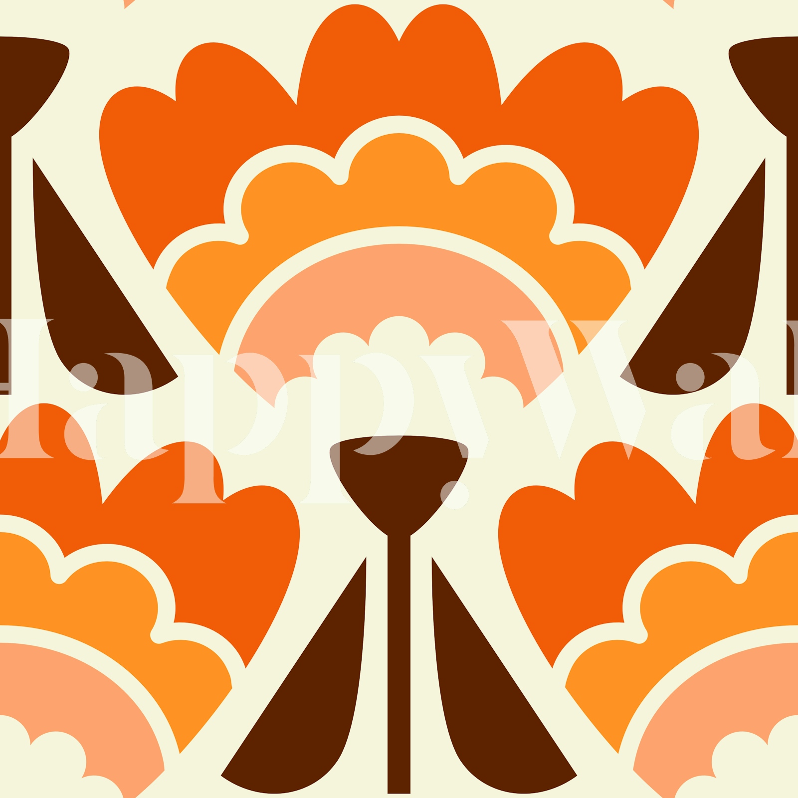 Orange Scandi Lilies Wallpaper | Happywall.com