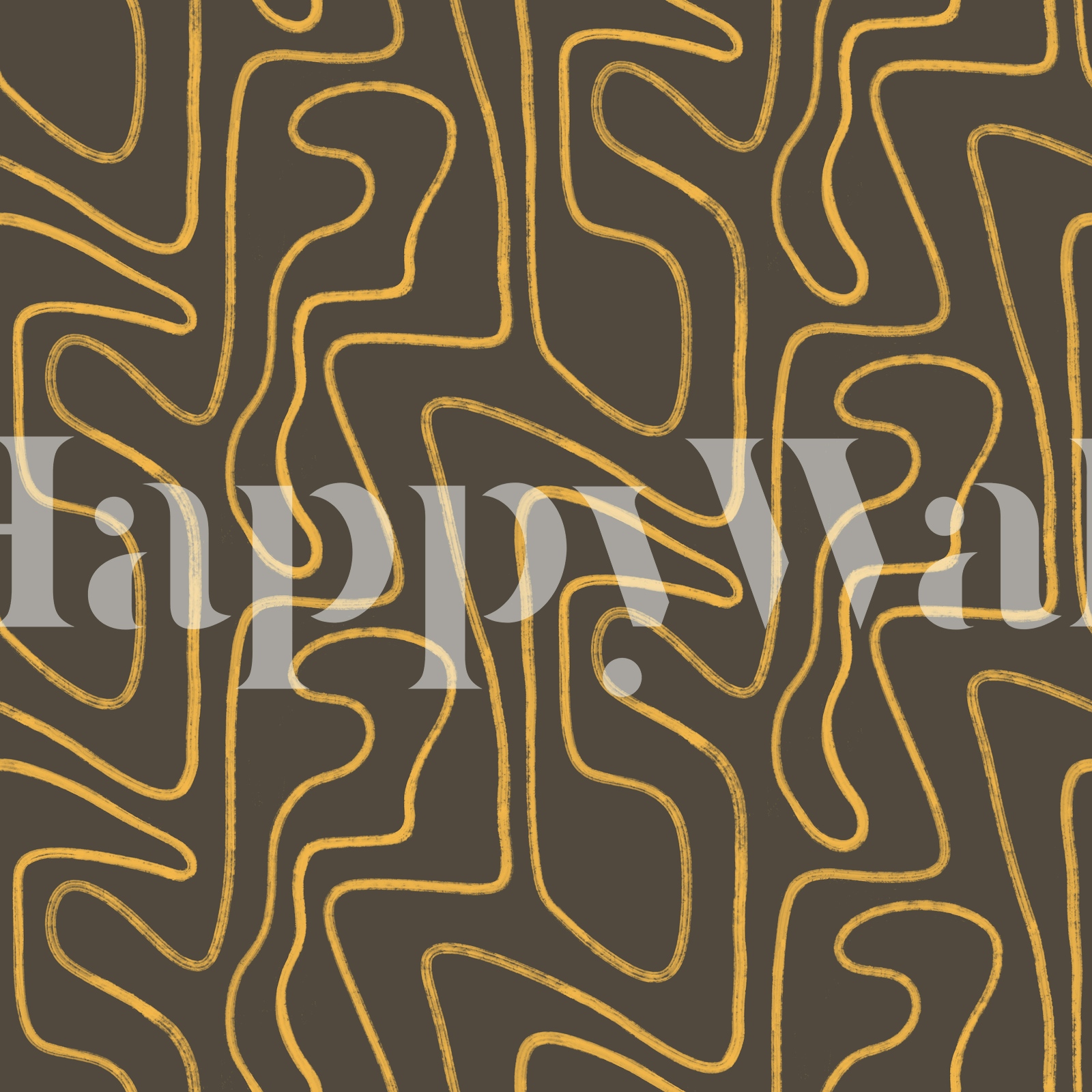 Yellow & Brown Geo Lines Wallpaper | happywall.com