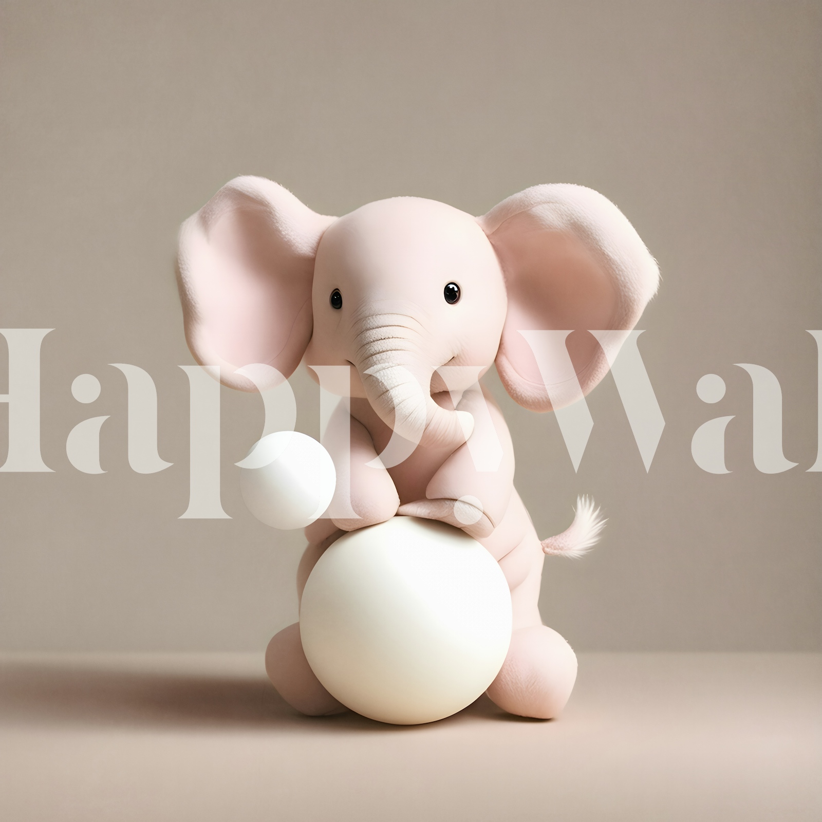 Beige Elephant Nursery Wallpaper for Kids