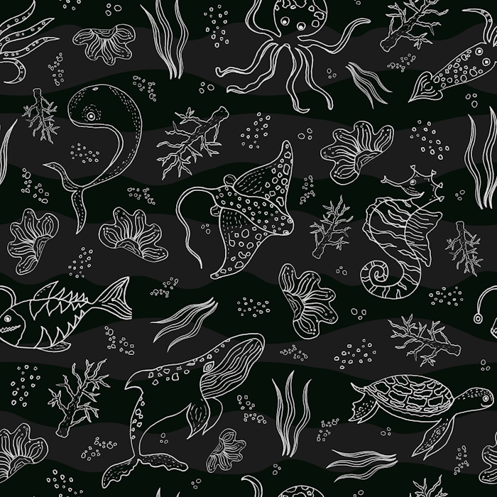 Ocean Life Dark Wallpaper | happywall.com