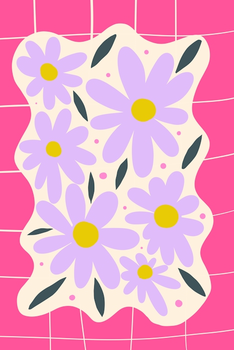 Modern Grid Flowers Wallpaper | happywall.com