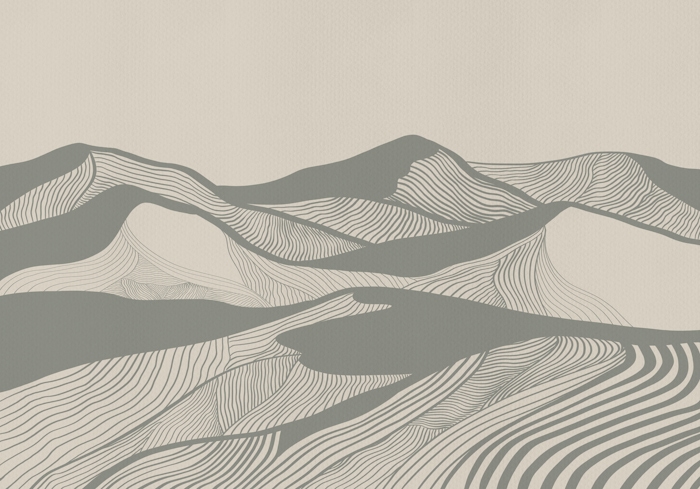 Vintage Mountains Line Art Wallpaper