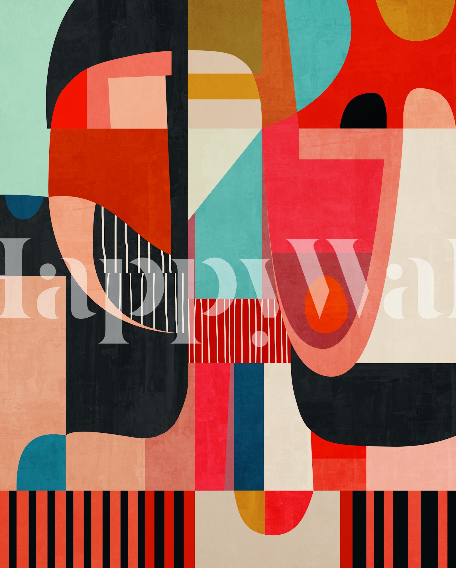 Mid Century Modern Colorful Geometric Wallpaper