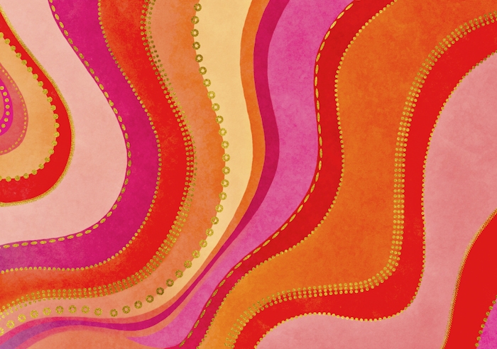 Fancy Waves Pink Orange - Happywall.com