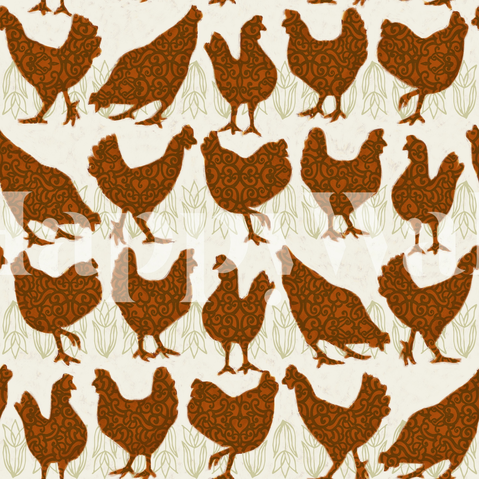 Red Hens Wallpaper | happywall.com