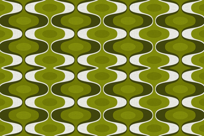 Retro 70s Vivid Green Groovy Fabric Wallpaper