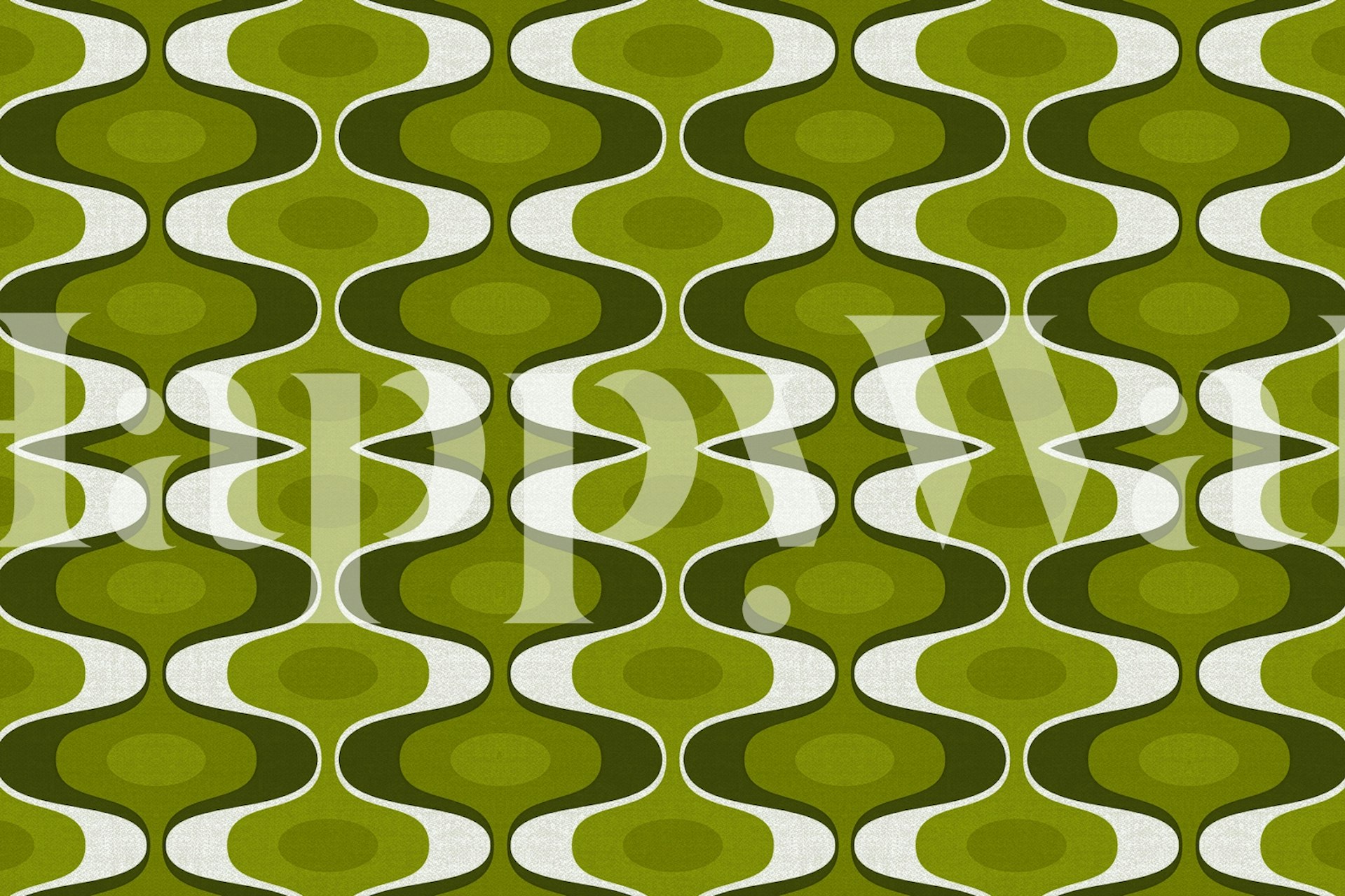 Retro 70s Vivid Green Groovy Fabric Wallpaper