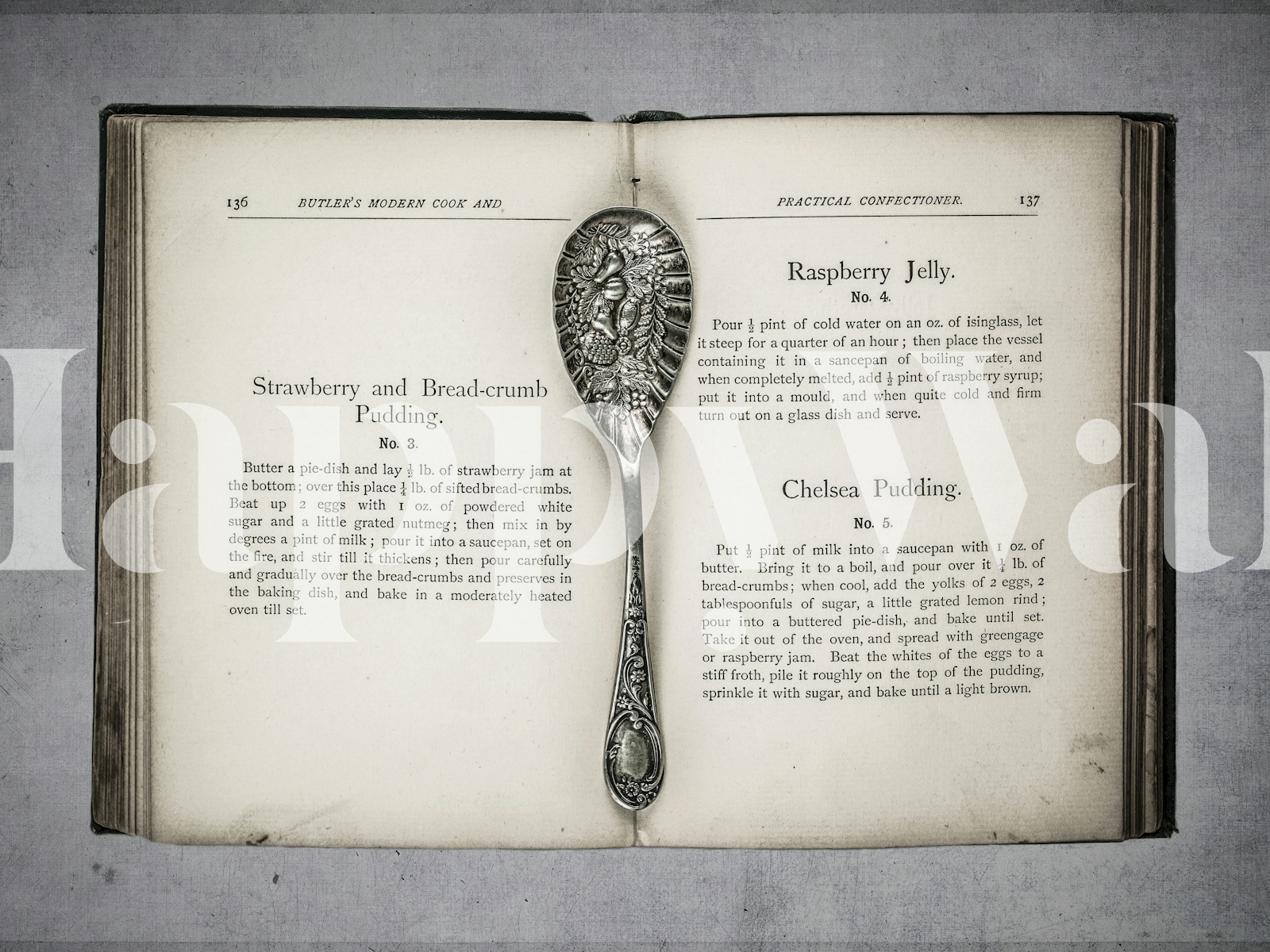 Vintage Culinary Wallpaper with Recipe Illustrations