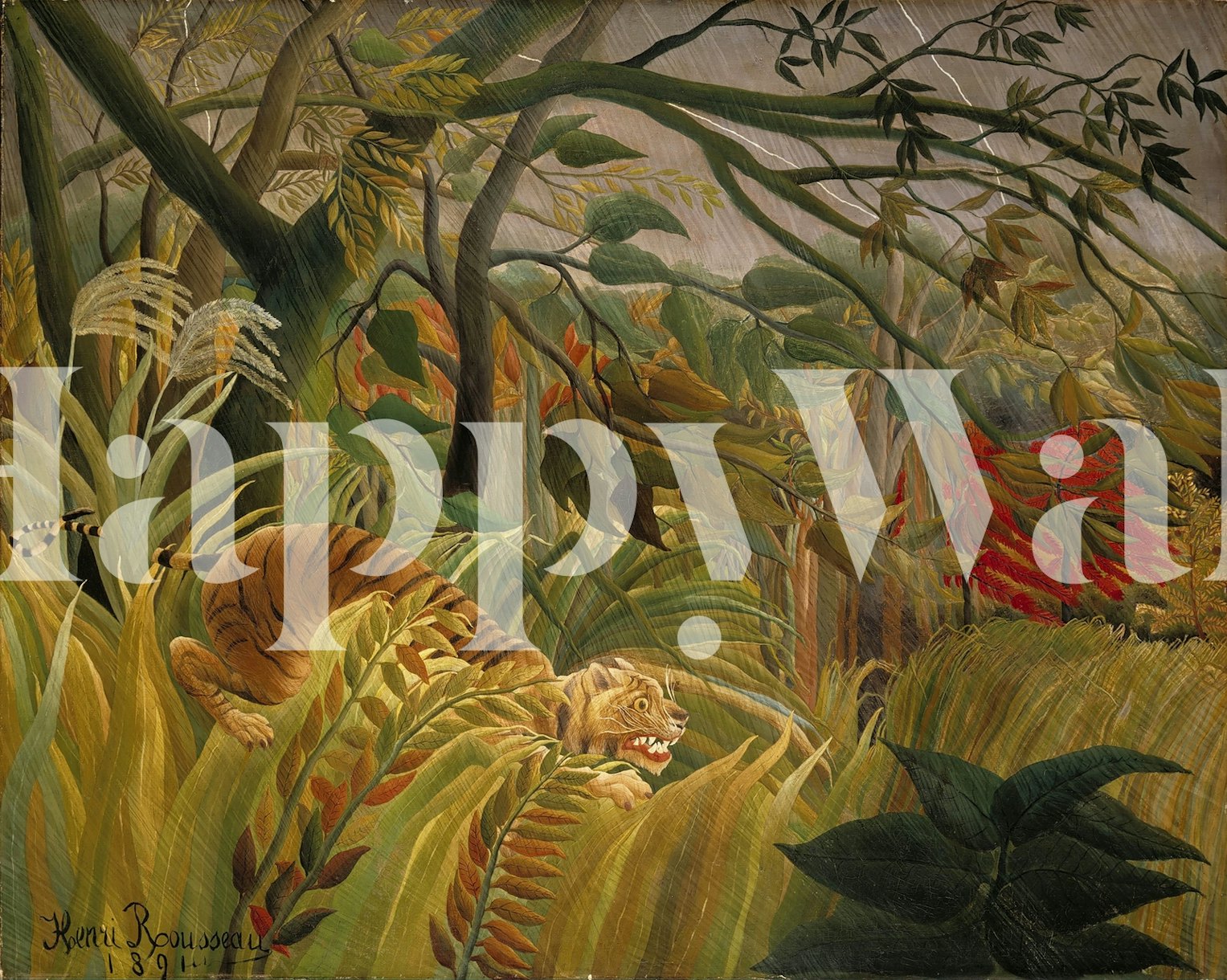 Buy Tiger in a Tropical Storm Wallpaper Online | Happywall