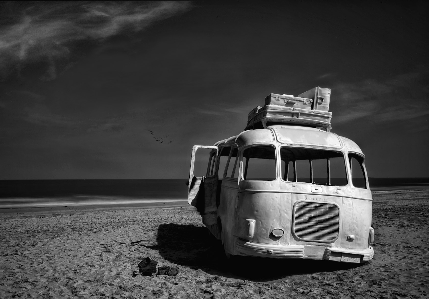 Beached Bus wallpaper - Happywall