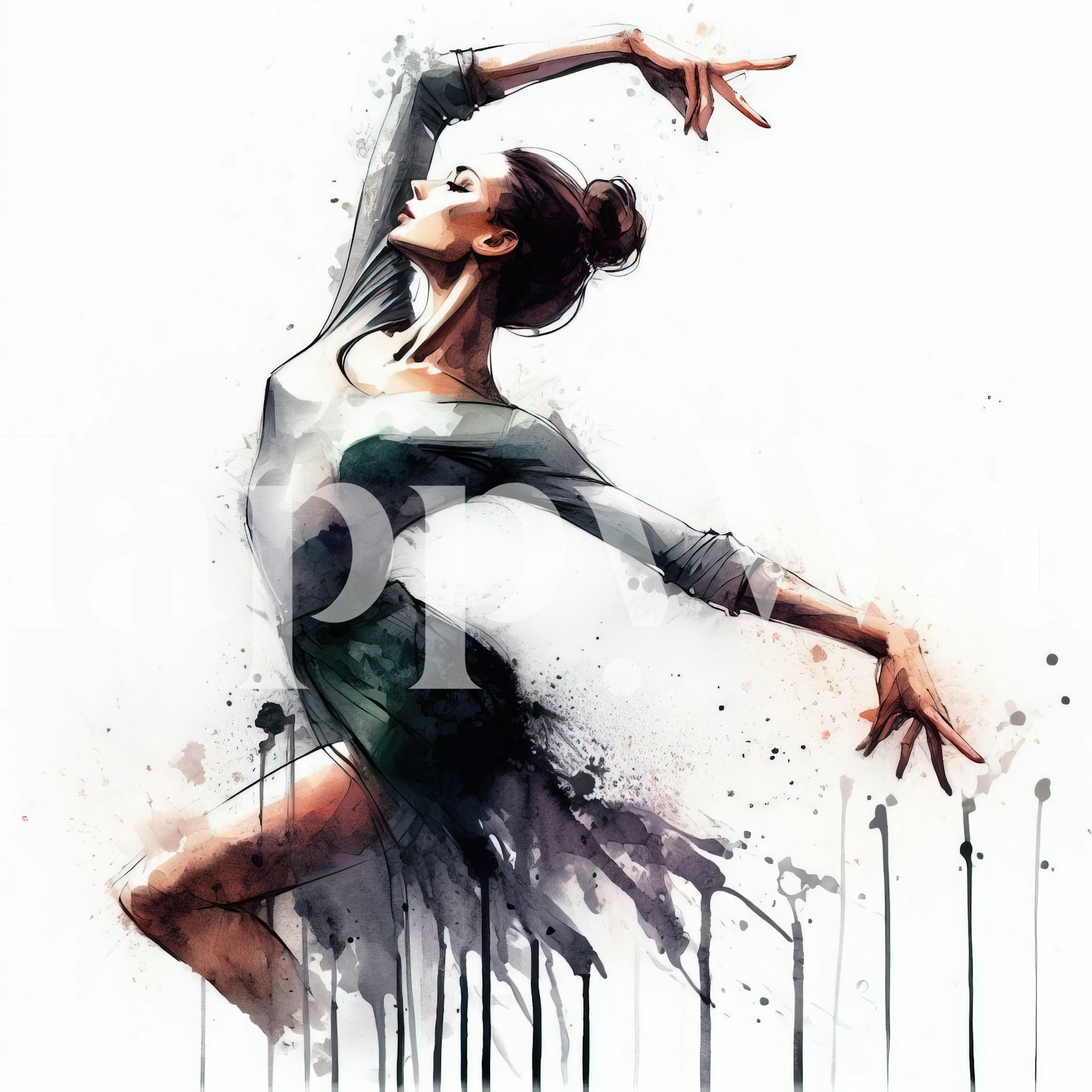 Watercolor Ballet Dancer #2 - Happywall