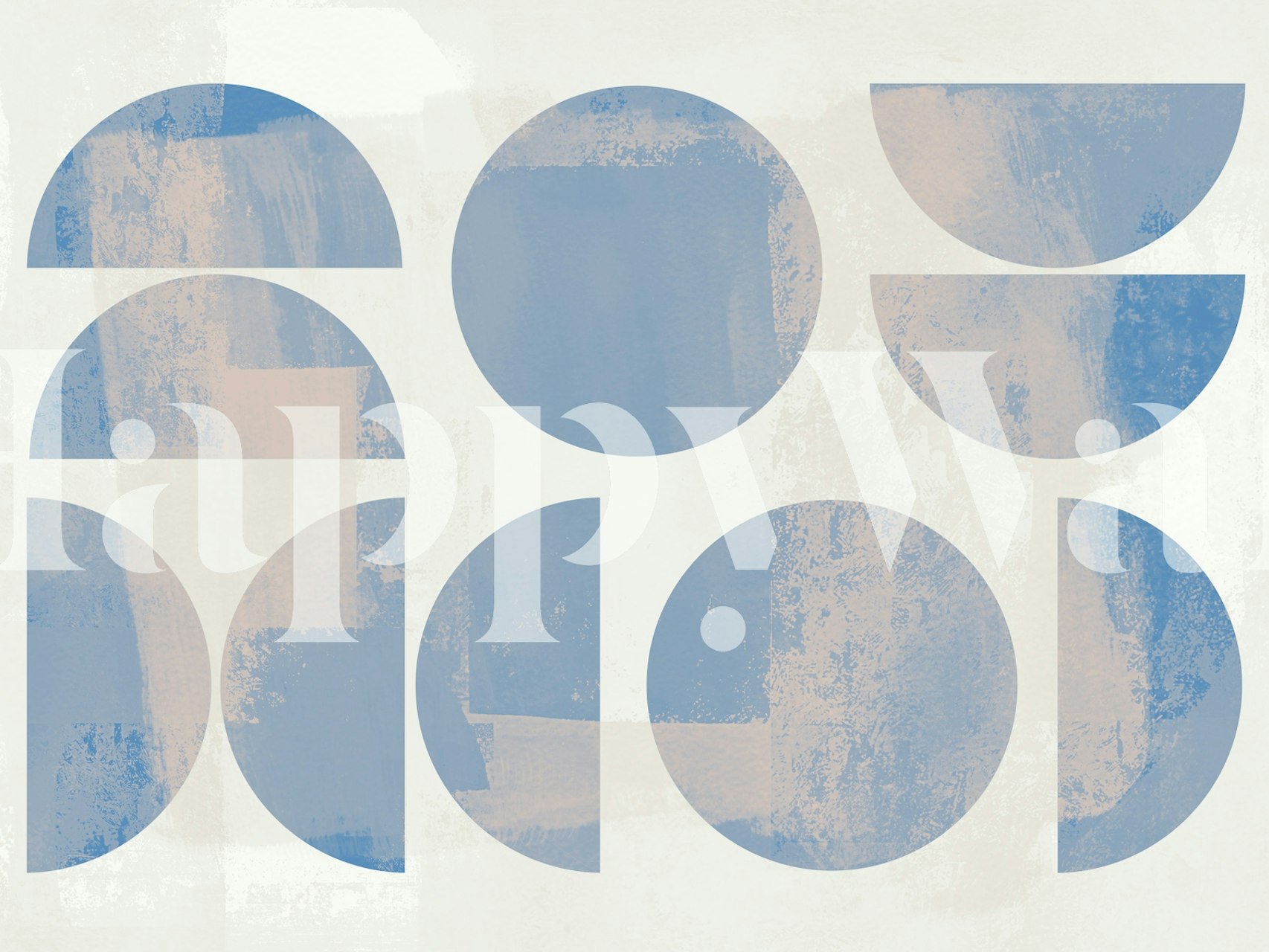 Mid Century Geometric Blue Wall Mural