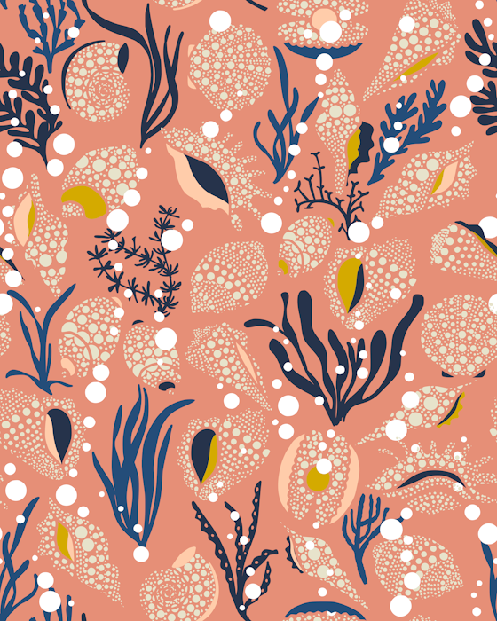 Under the Sea Peach Wallpaper | Happywall