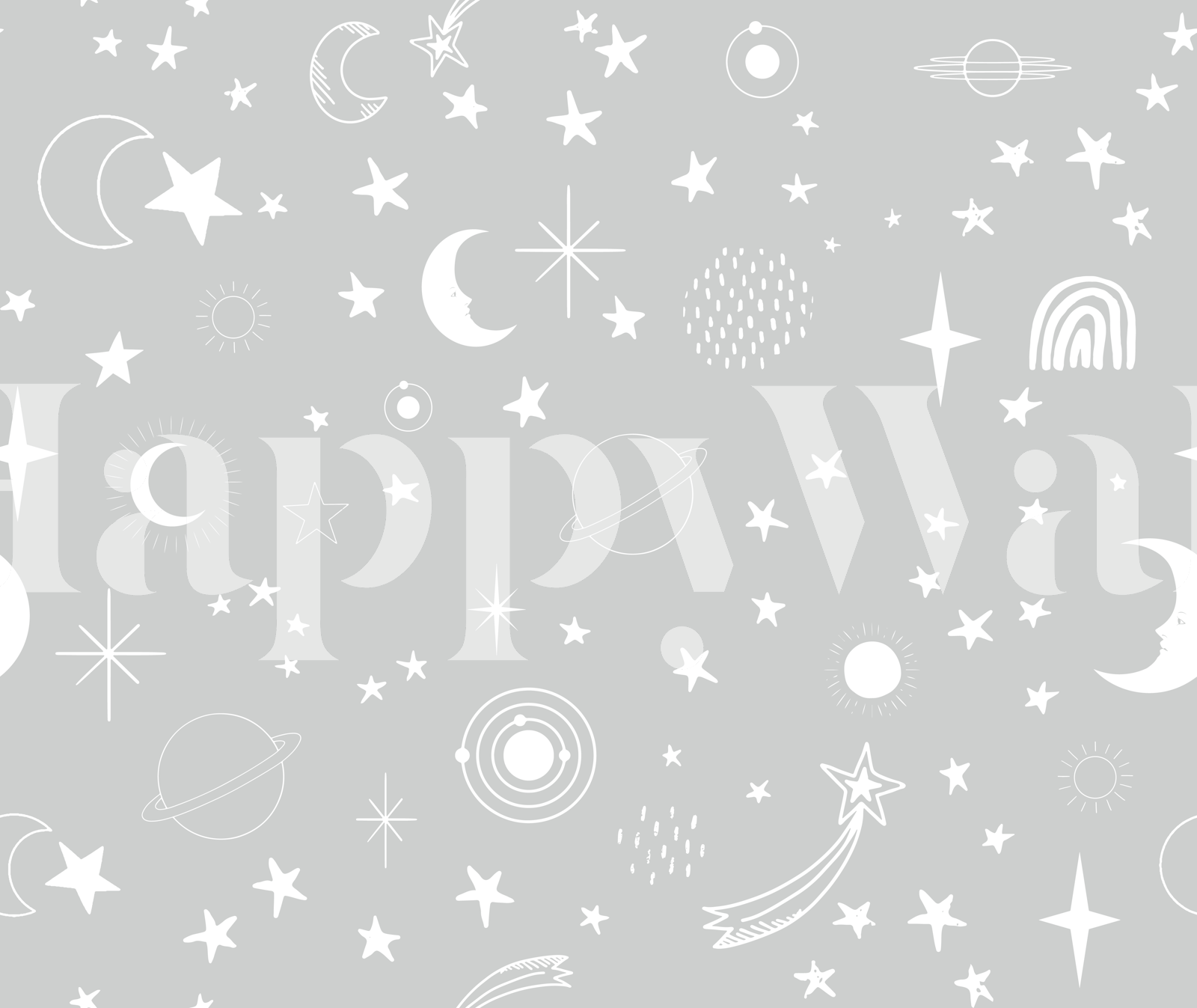 Celestial Space Astros Planetary Silver wallpaper | Happywall