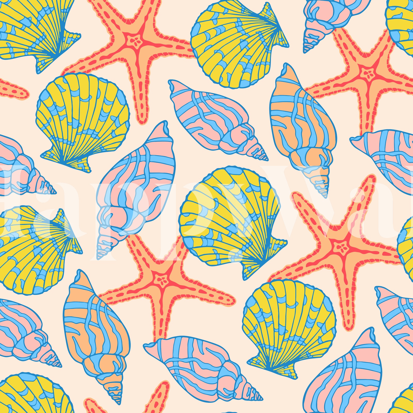 Seashells Beach Wallpaper | Happywall.com