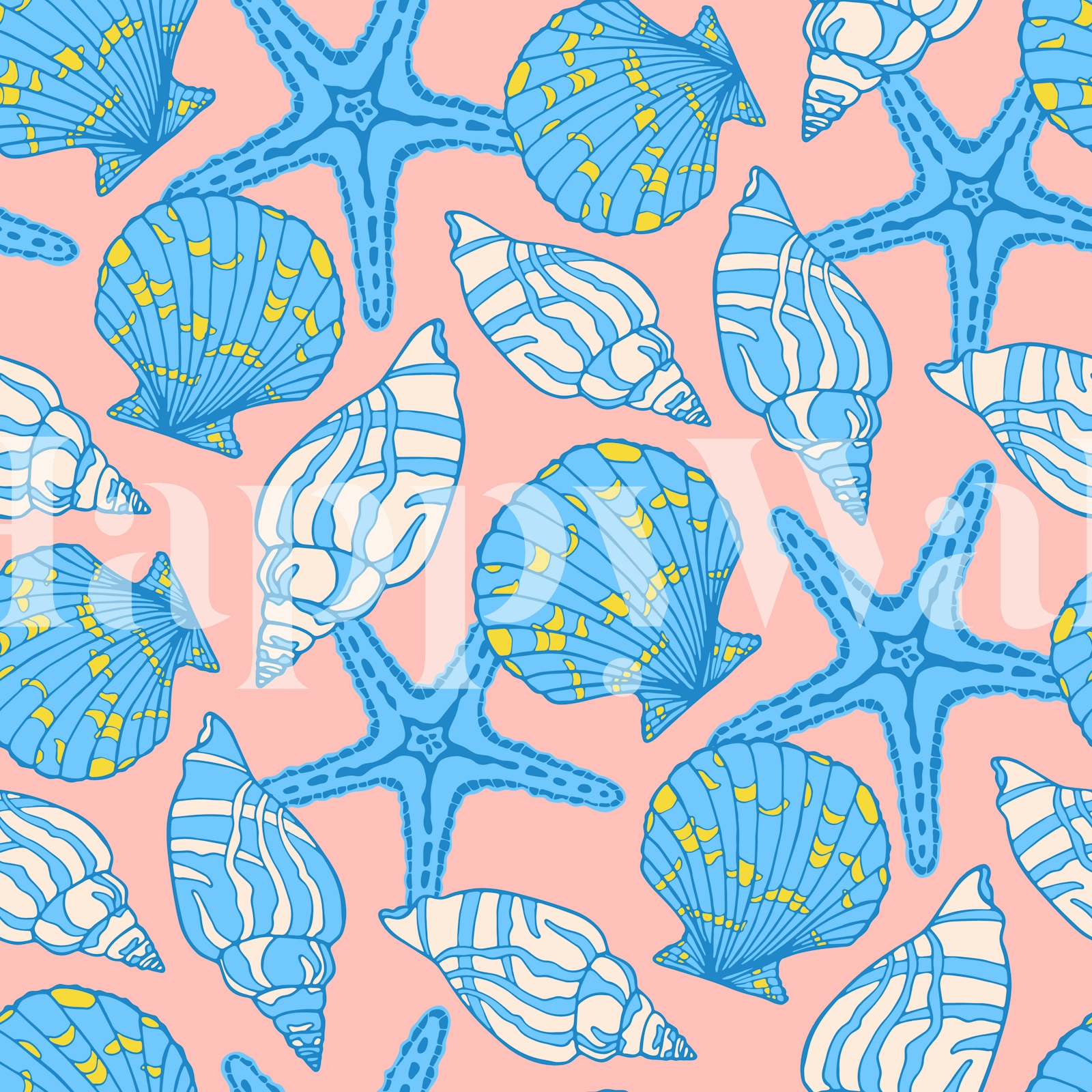 Blue Seashell Wallpaper for Beachy Decor