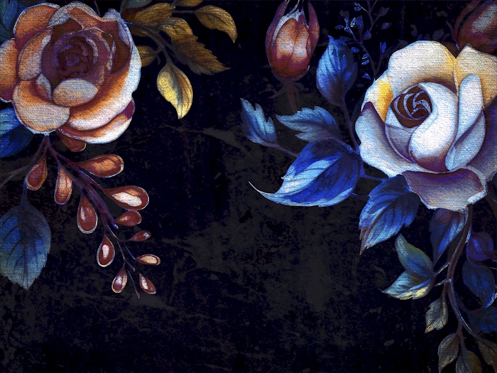 Moody Midnight Flower Art - happywall.com