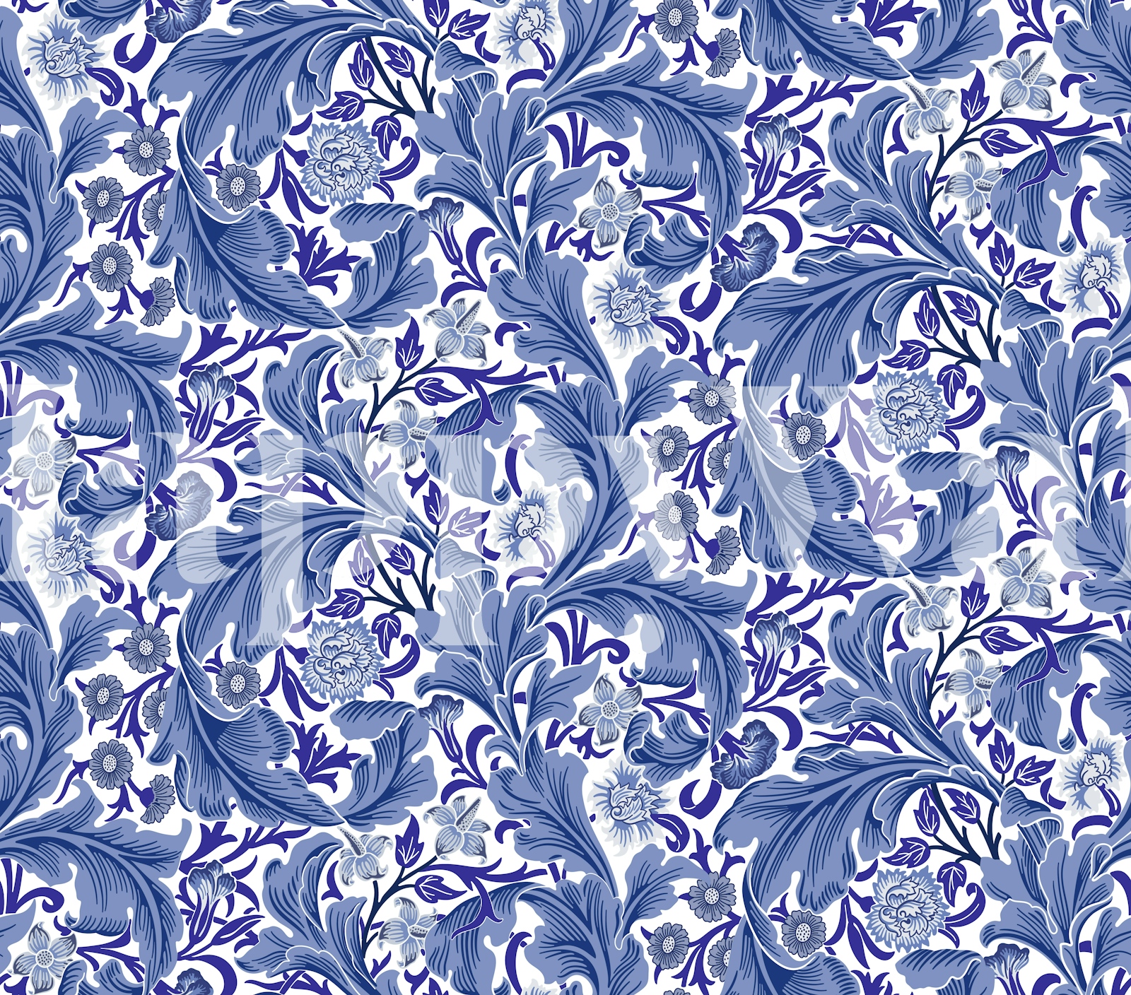 Victorian Leicester Pattern in Delft Blue - Happywall