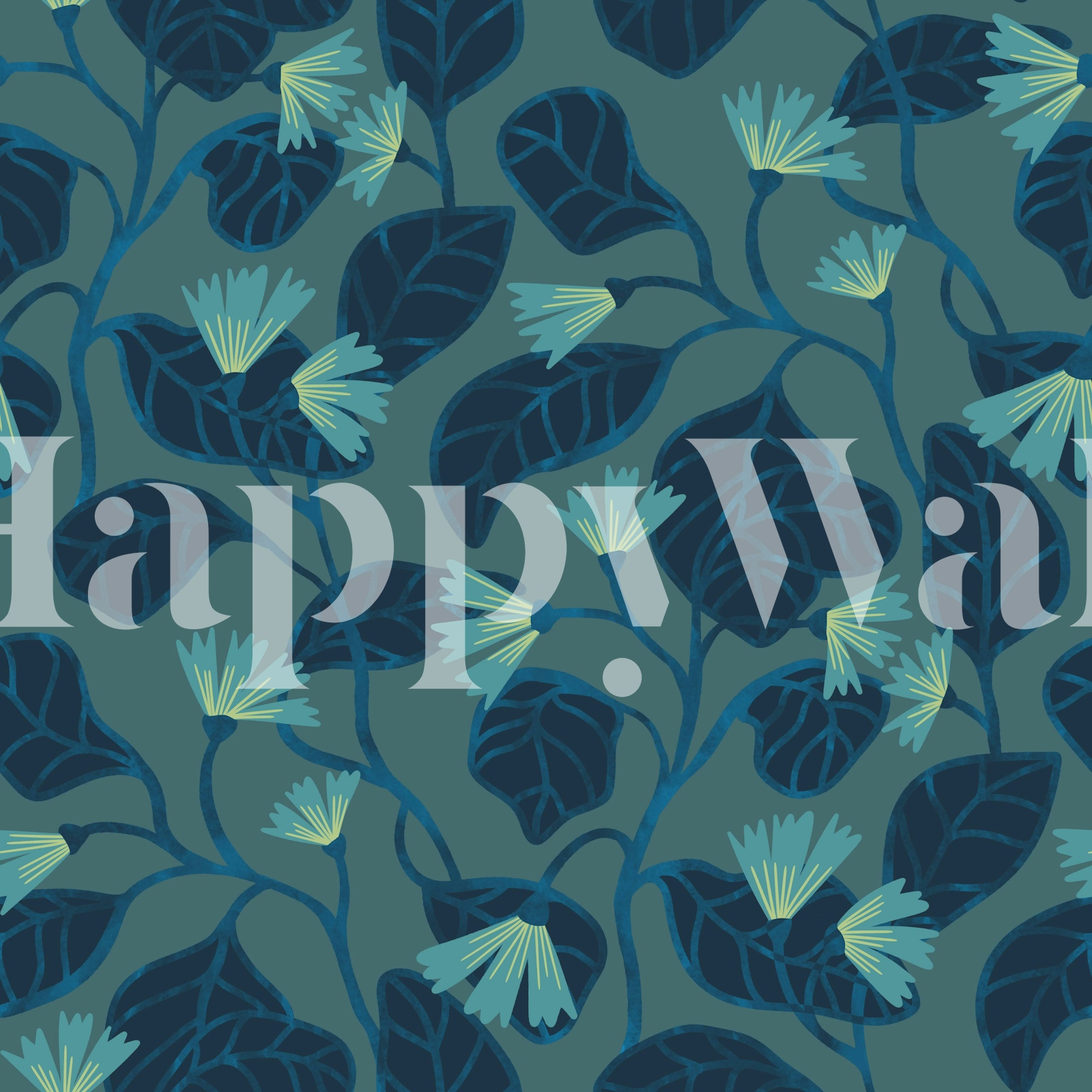 Alice Flowers Leaves Green - HappyWall