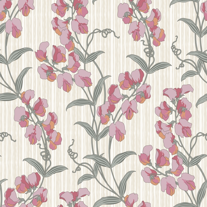 Vintage Pink Vine Flowers Wallpaper | Happywall