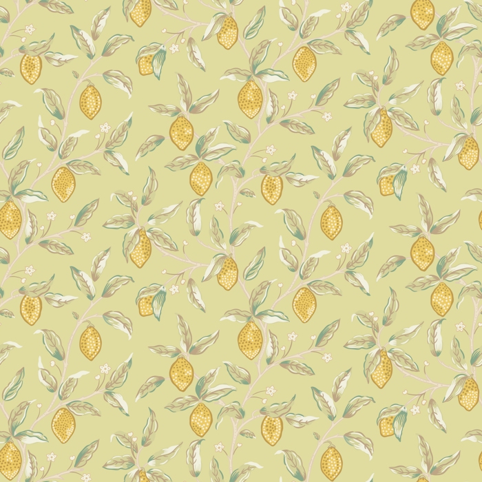 Lemon Tree Floral Wallpaper on Light Green