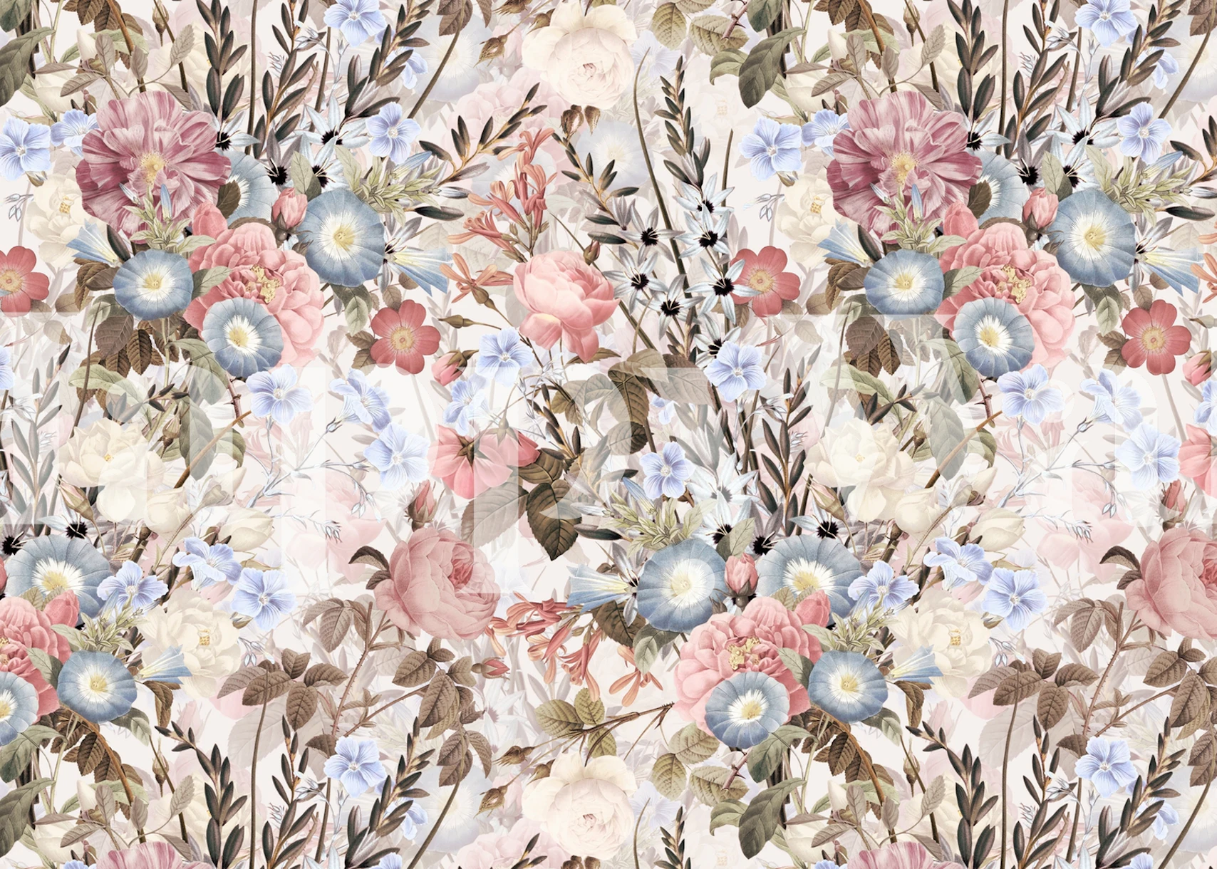 Vintage Roses Flower Bunches Wallpaper | Happywall