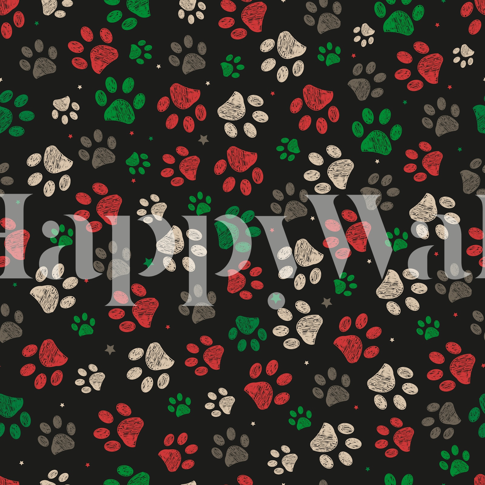 Christmas Paw Print Pattern Wallpaper