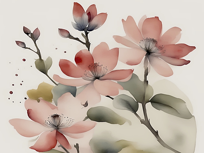Floral Pink Wabi Sabi Wallpaper for Bedroom