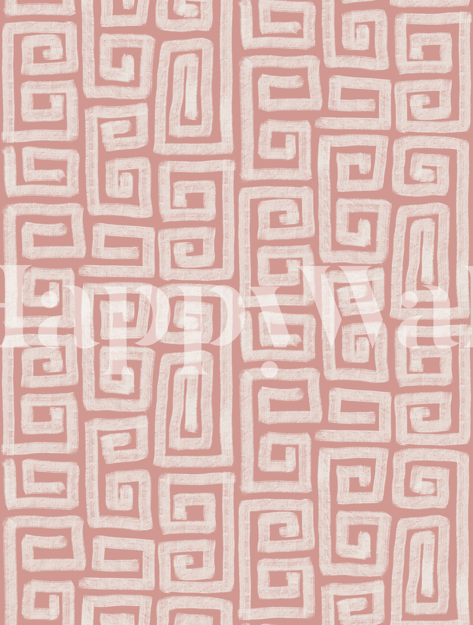 Dust Pink Greek Key Wallpaper - Geometric Design