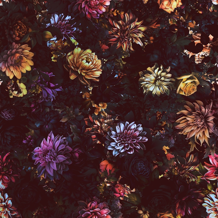 Gothic Dark Floral Design - Happywall