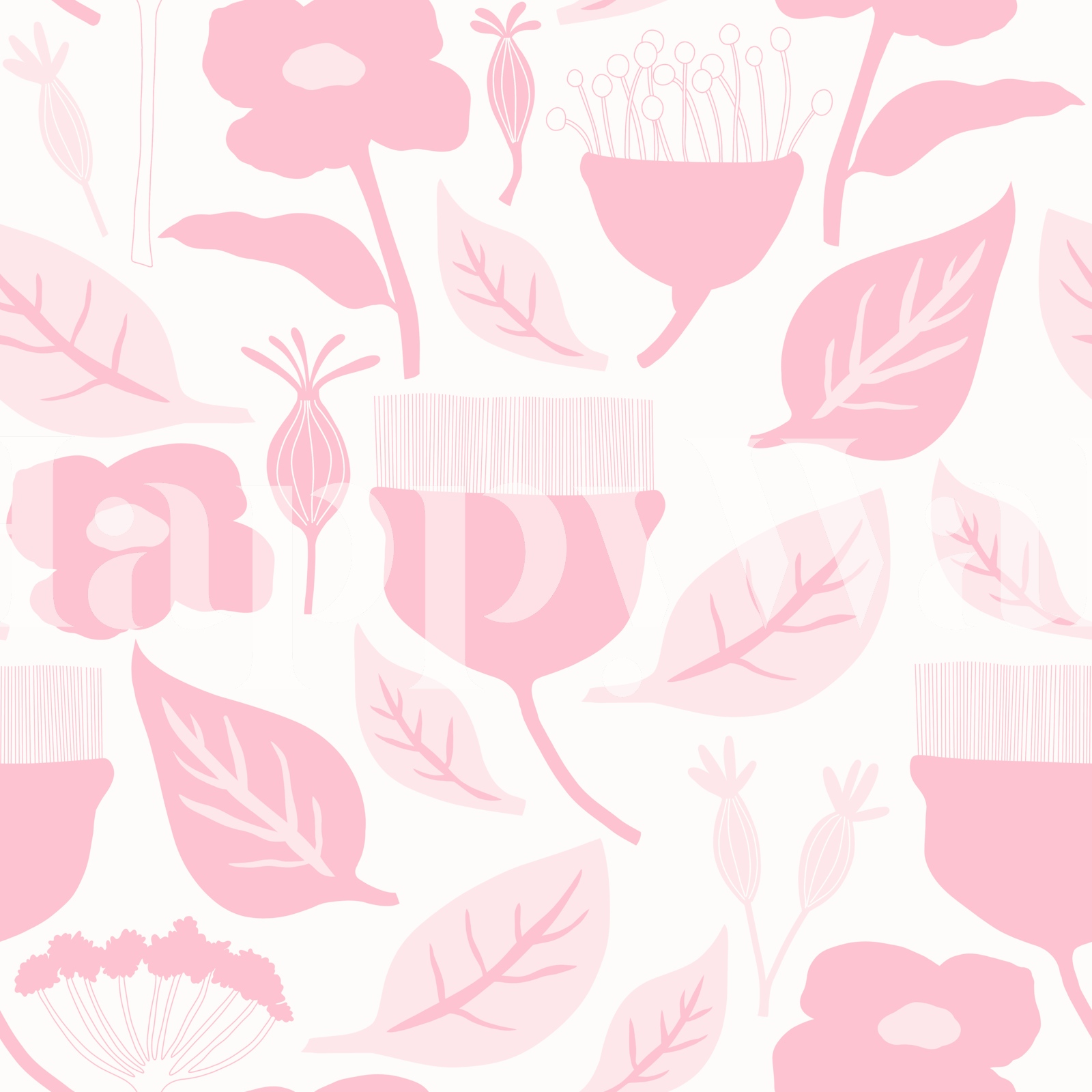 Light Pink Floral Wallpaper - happywall.com