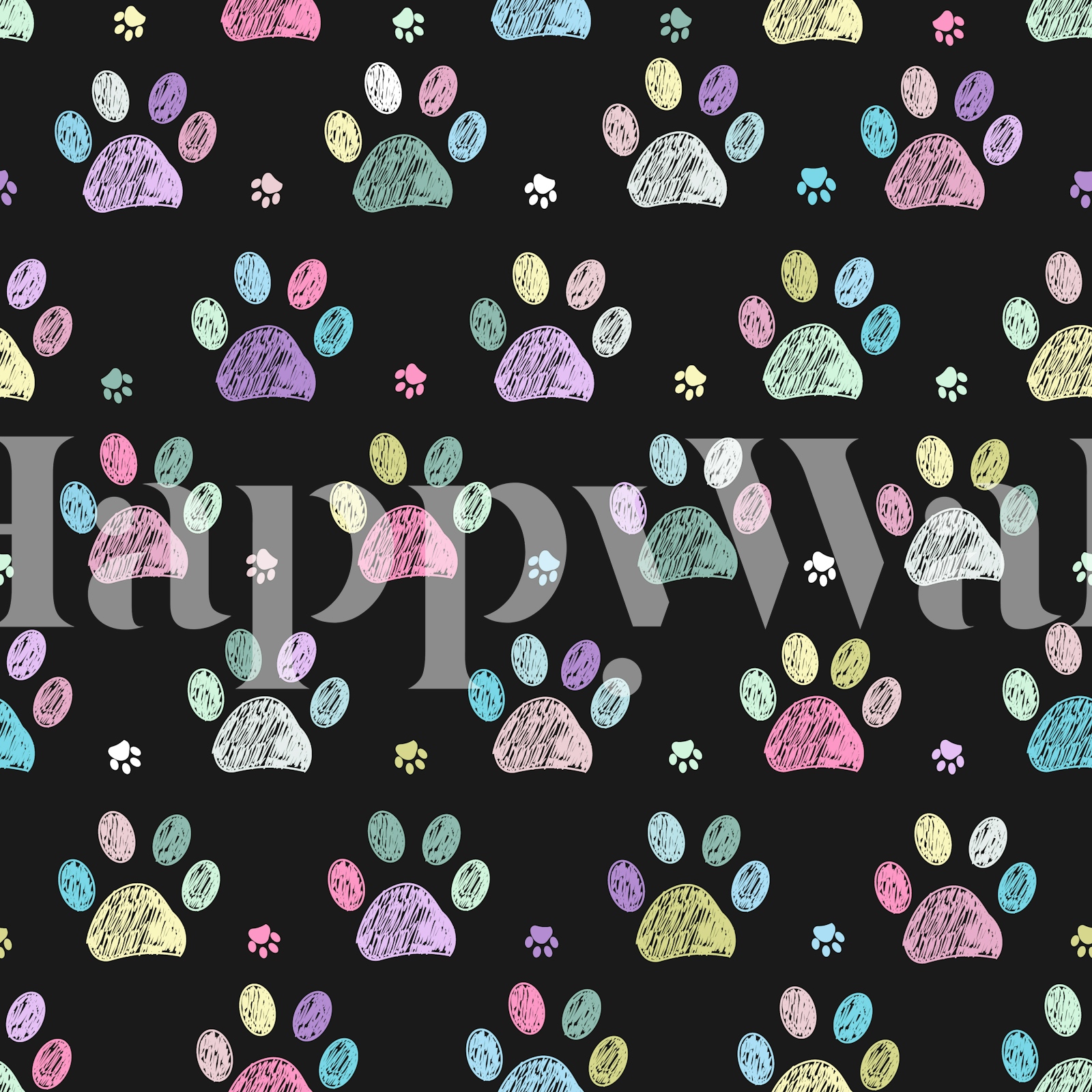 Colorful Paw Prints Wallpaper | happywall.com