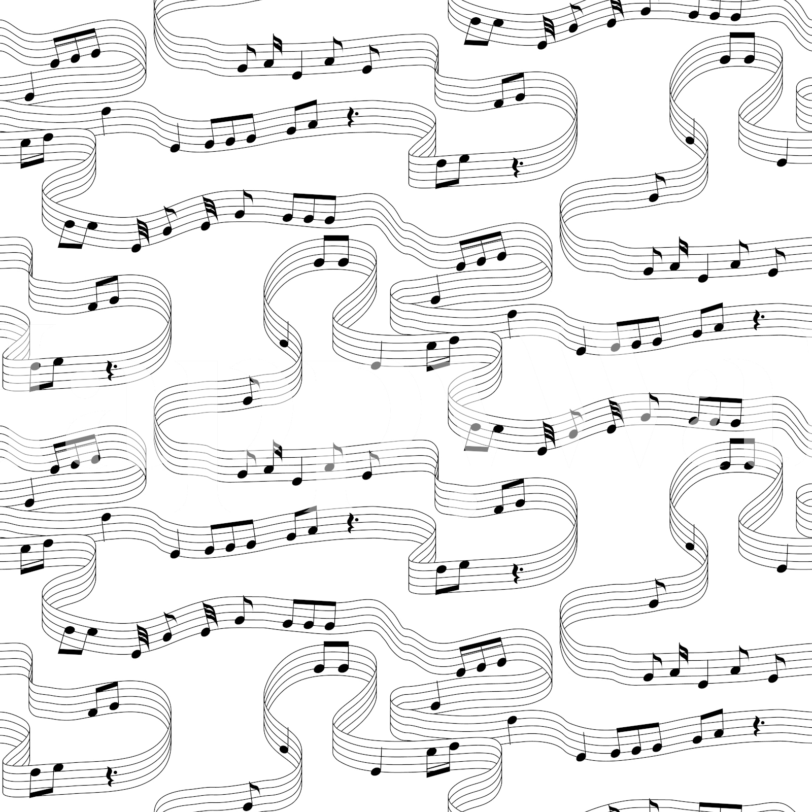 Musical Notes in Black and White Wallpaper