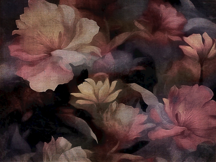 Dark Moody Flower Fabric Wallpaper - Happywall