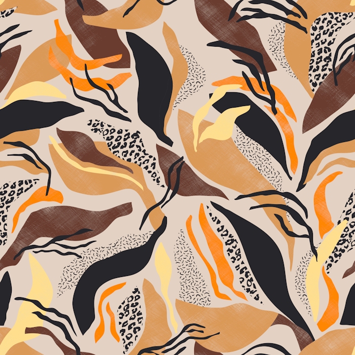 Abstract Safari Leaf Wallpaper in Earth Tones