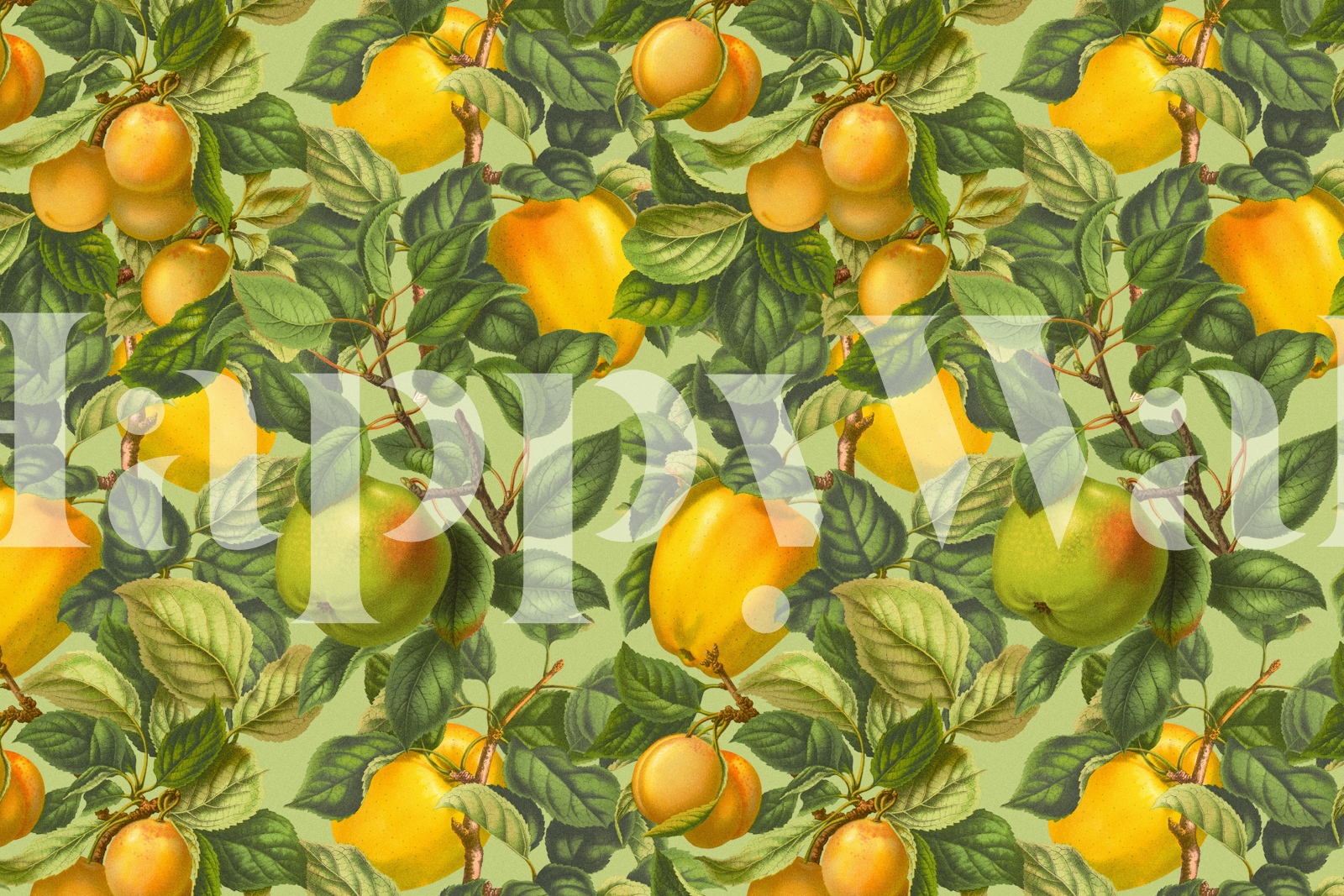 Yellow Floral Fruit Garden Wallpaper