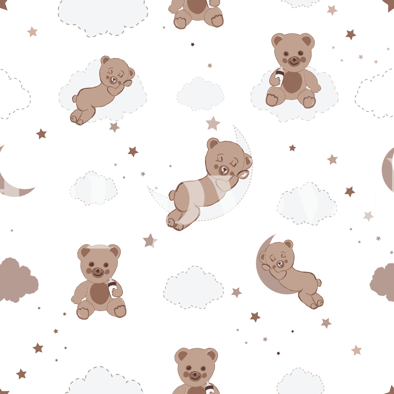Teddy Bear Neutral Brown Wallpaper | Happywall.com